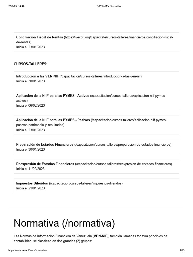 VEN-NIF - Normativa | PDF | normas internacionales de INFORMACION ...