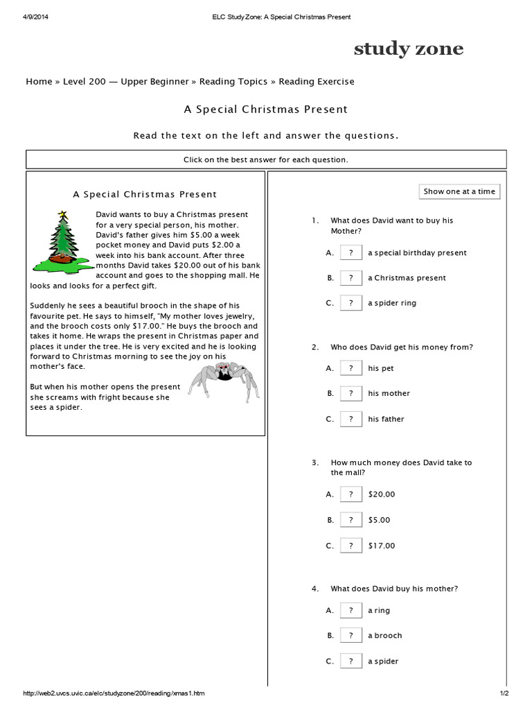 ELC Study Zone - A Special Christmas Present | PDF