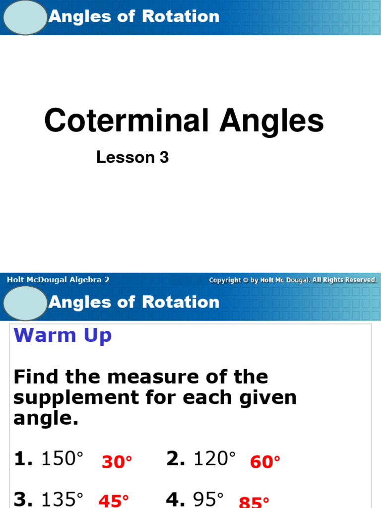 Co Terminal Angles and Reference Angle | PDF | Angle | Geometry