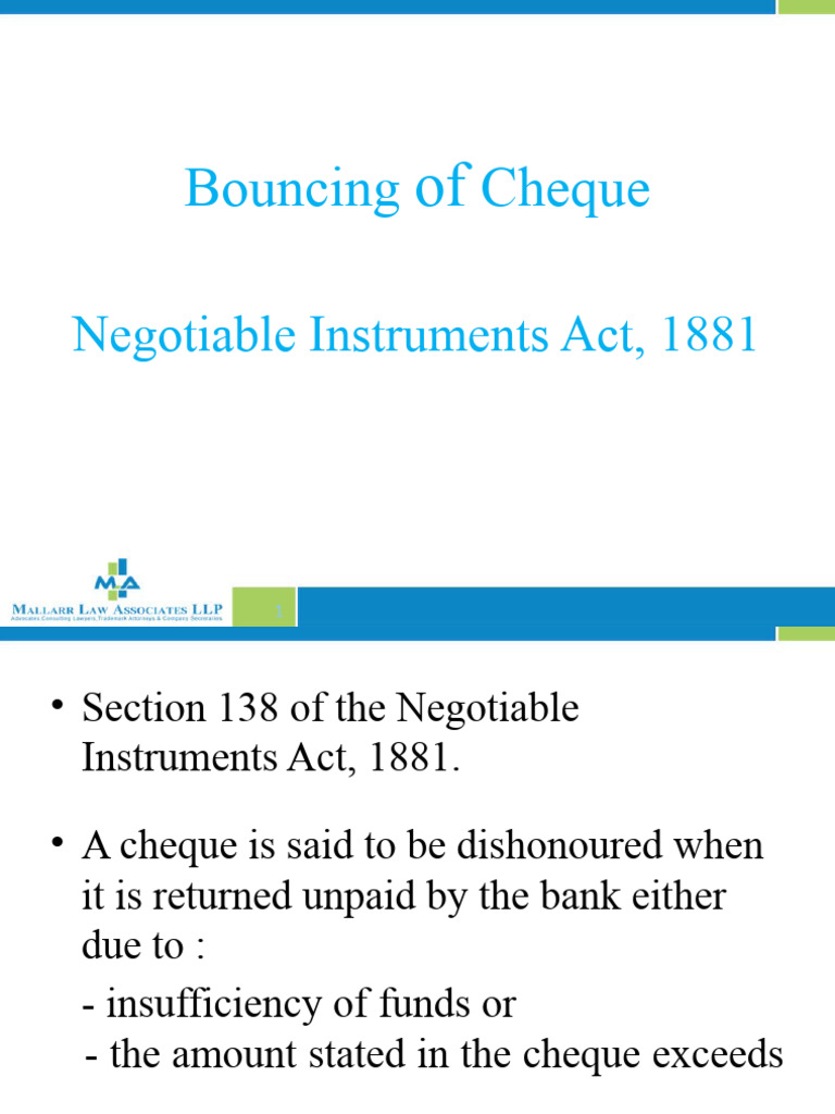 Negotiable Instruments Act | PDF | Cheque | Negotiable Instrument