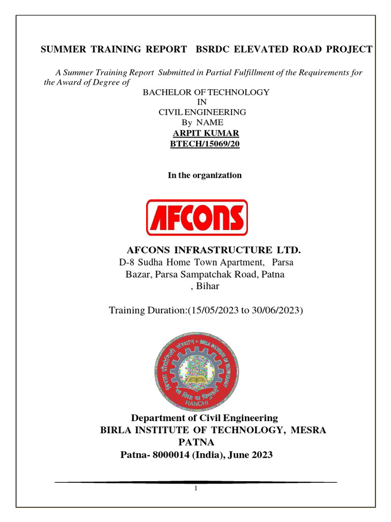 Arpit ST Report Final | PDF | Concrete | Prestressed Concrete