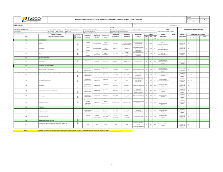 Anexo 3 Plan de Inspeccion y Ensayo | PDF | Ingeniería | Ingeniería ...