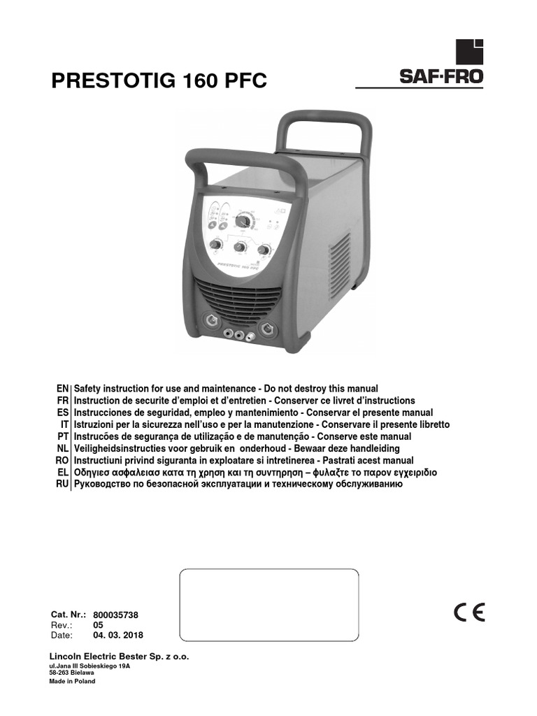 Poste A Souder Saf Prestotig 160 PFC | PDF | Construction | Welding
