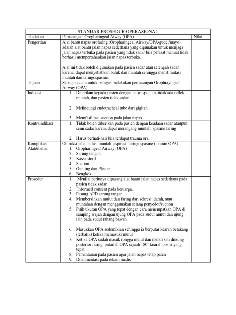 Pemasangan Oropharingeal Airway | PDF | Kesehatan Holistik | Sains & Matematika