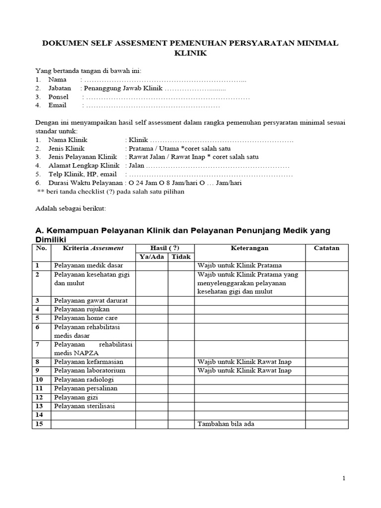 Self Assesment Klinik PMK 14 TH 2021 | PDF