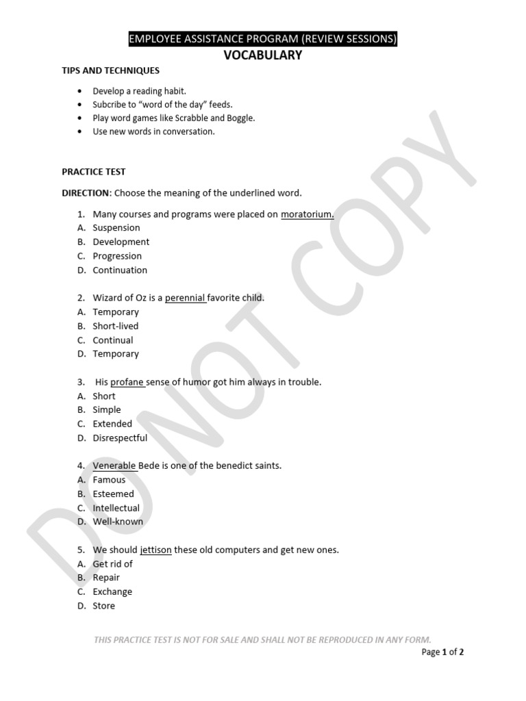 Vocabulary Skills for Employees | PDF