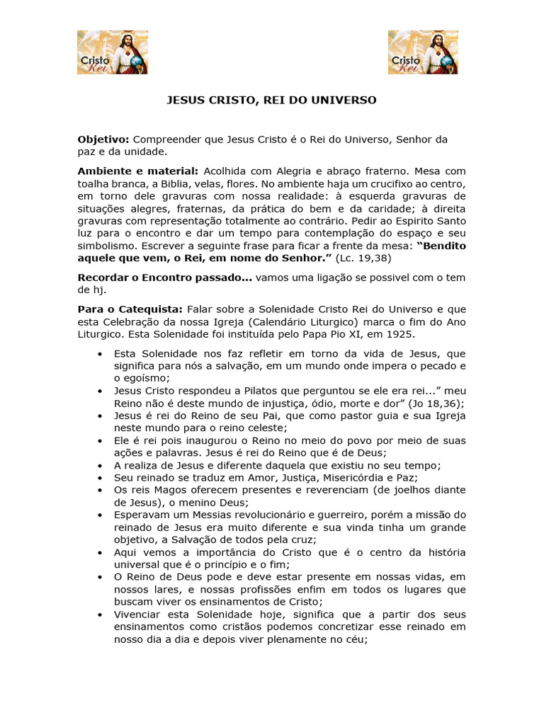 JESUS CRISTO Rei Do Universo 1 | PDF | O Reino de Deus | Jesus