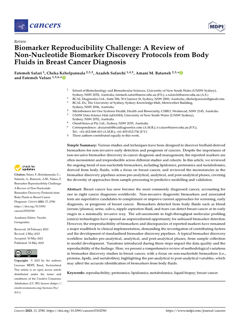 Biomarker Reproducibility Chal | PDF | Biomarker | Breast Cancer