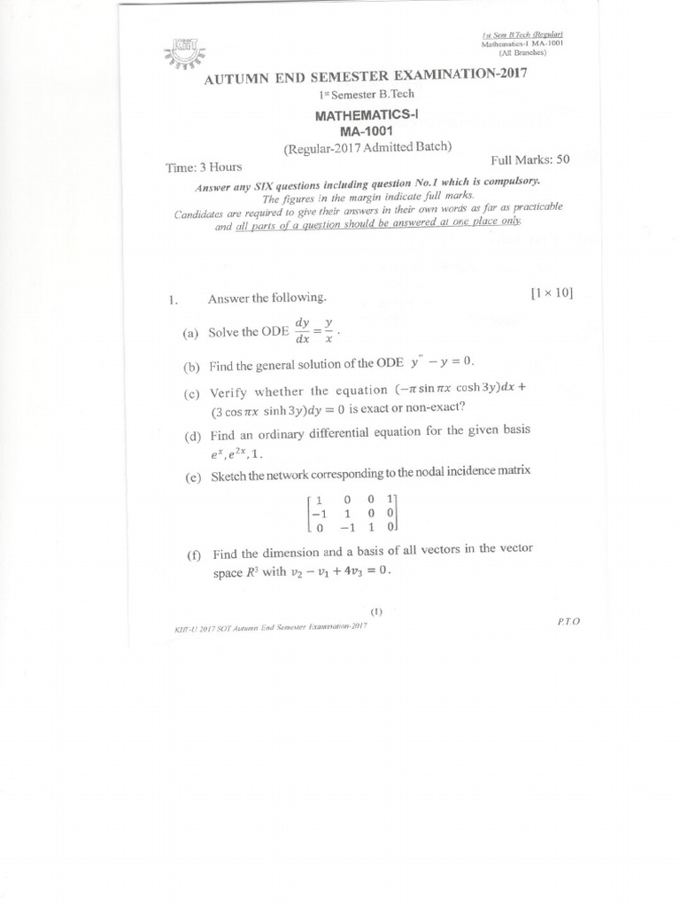 Mathematics, MA (1001) 2017 | PDF