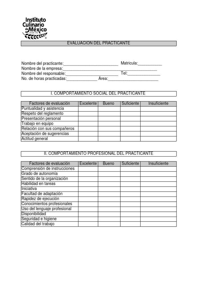 Evaluación Del Practicante | PDF | Business