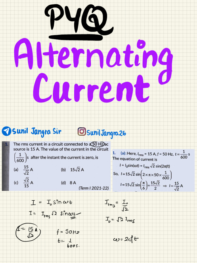 AC PYQs | PDF | Electrical Engineering | Electricity