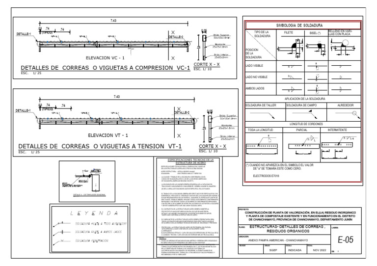 1.6 Planos de Estructuras (15.00m X 60.00 M) - Layout1 | PDF | Soldadura | Construcción