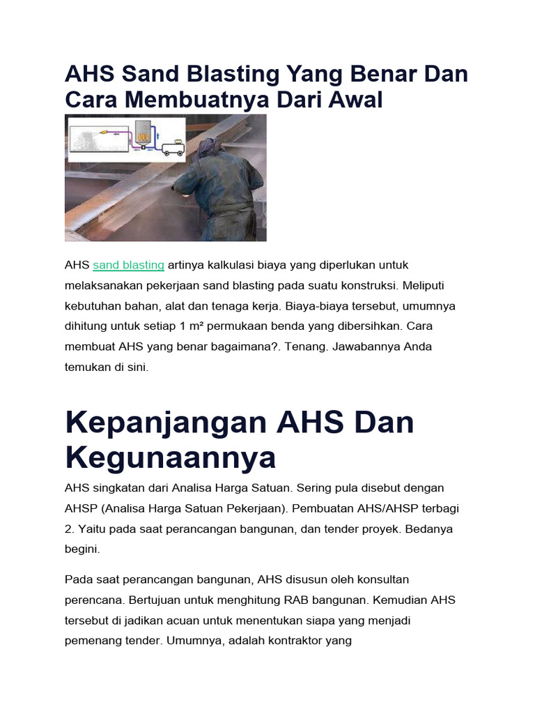 AHS Sand Blasting Yang Benar Dan Cara Membuatnya Dari Awal | PDF