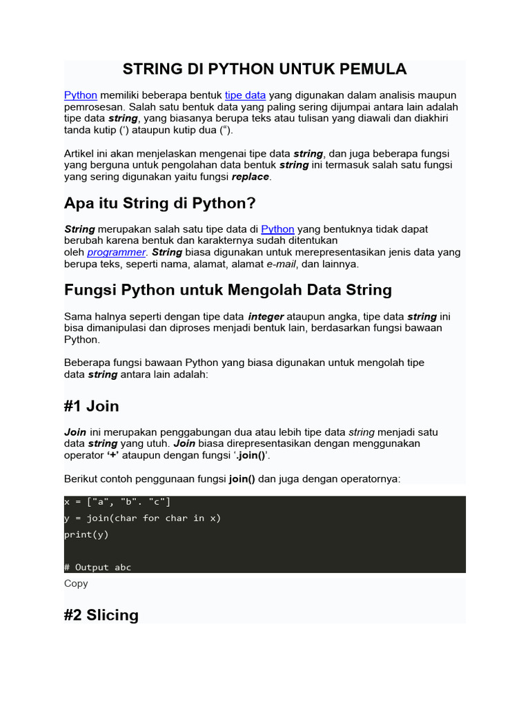 Fungsi String dan Replace di Python | PDF