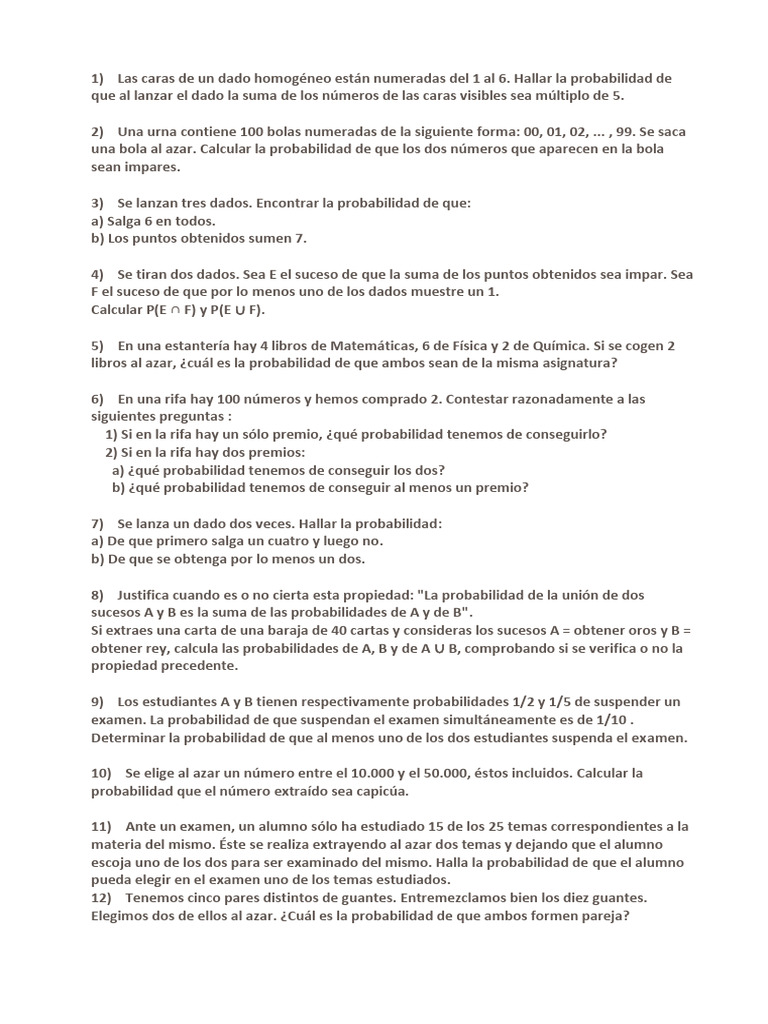 Tarea de Probabilidad | PDF | Probabilidad | Jugando a las cartas