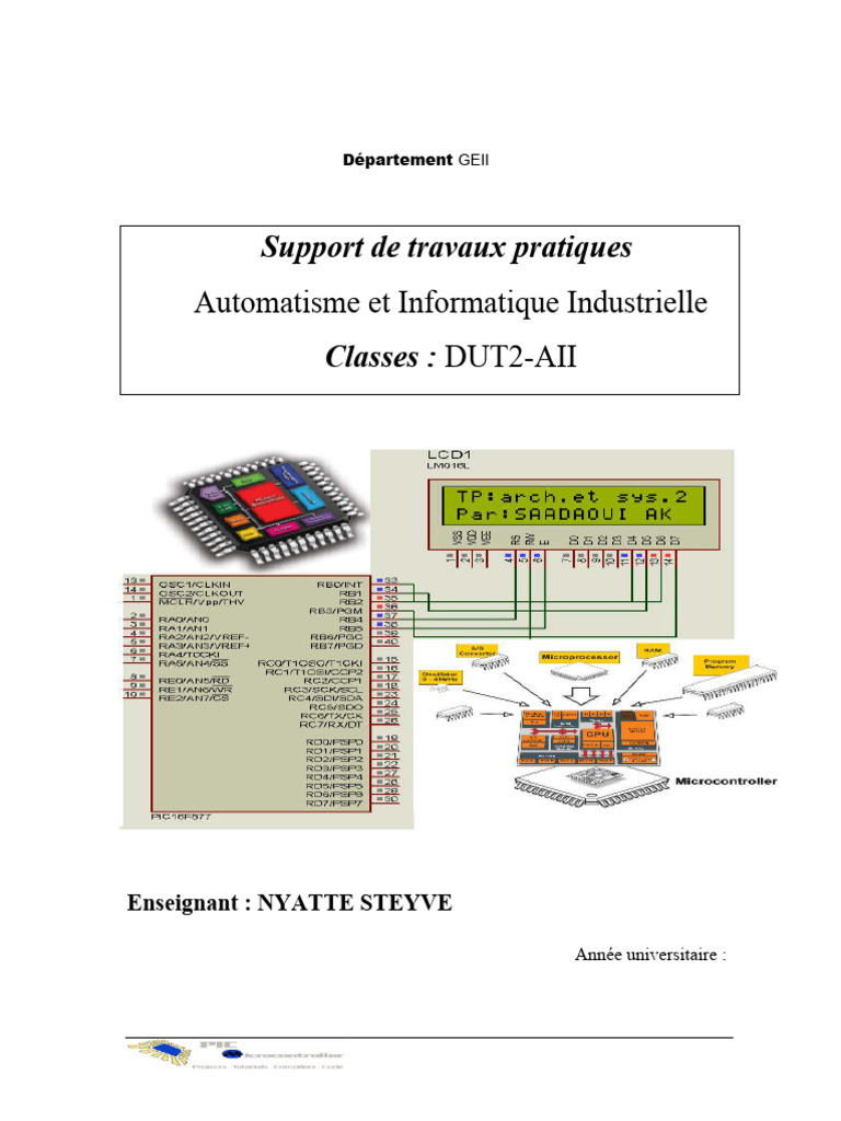 Pratiques sur le microcontrôleur PIC 16F877 | PDF | Microcontrôleur ...