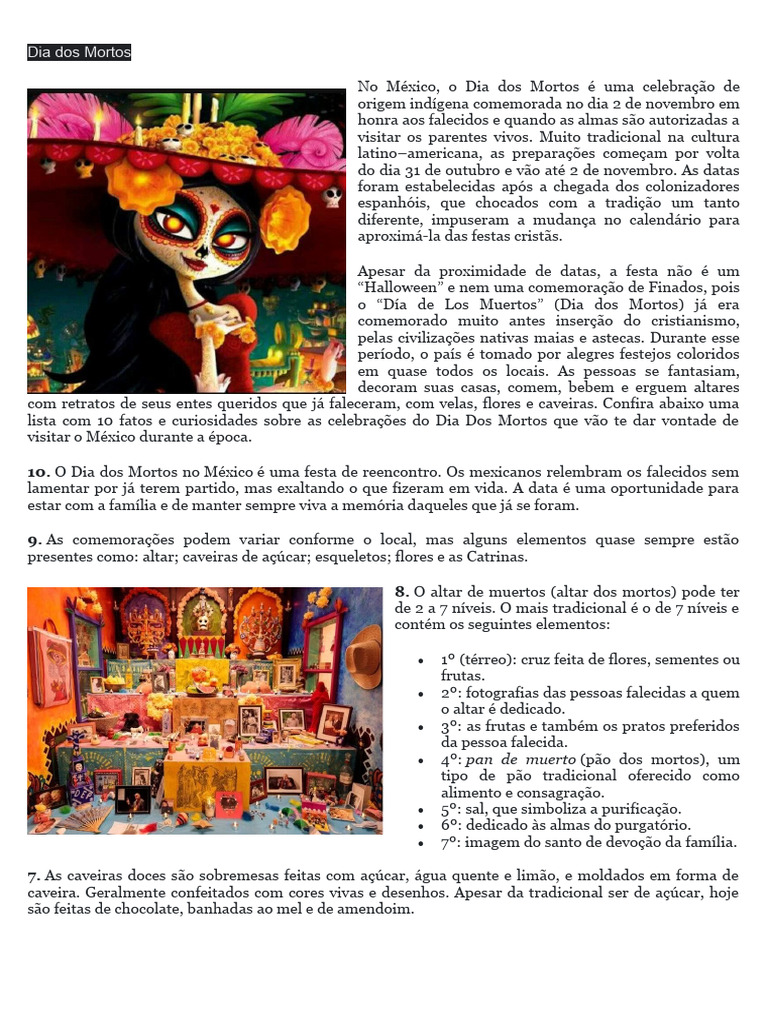 Comemorações do Dia dos Mortos no México | PDF