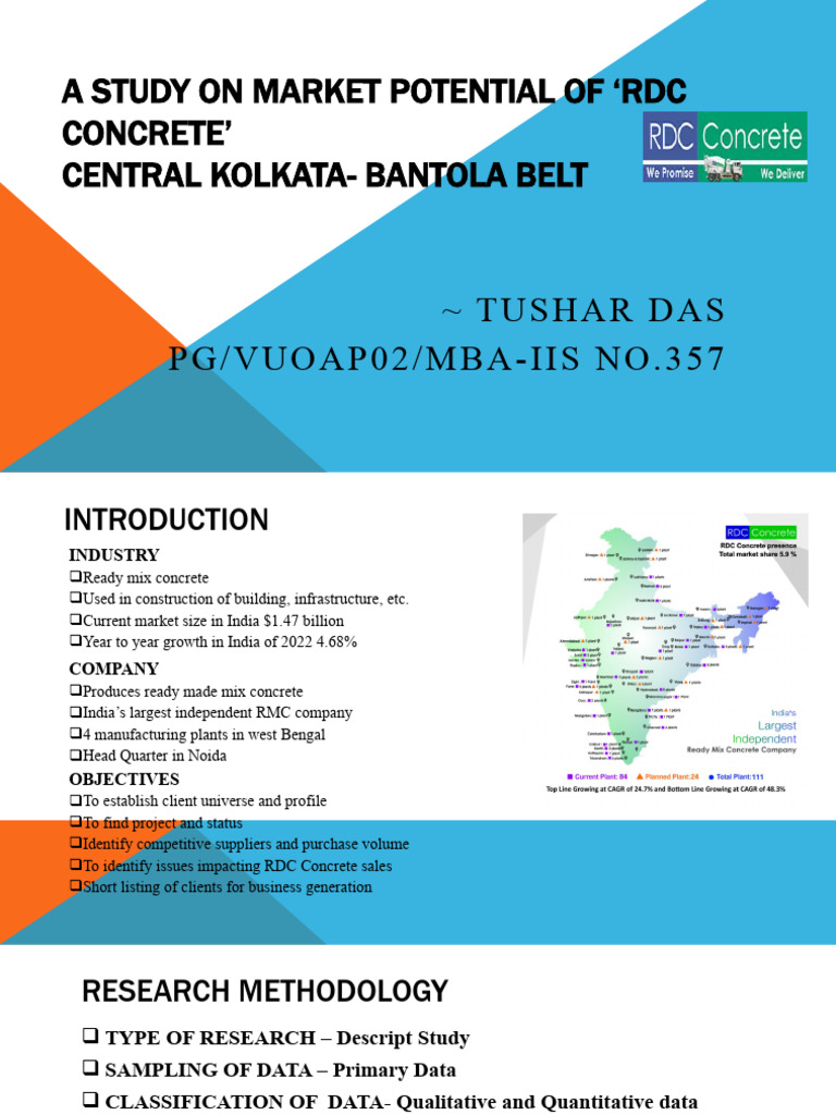 A STUDY ON MARKET POTENTIAL OF RDC Tushar Final | PDF | Sampling (Statistics) | Supply Chain