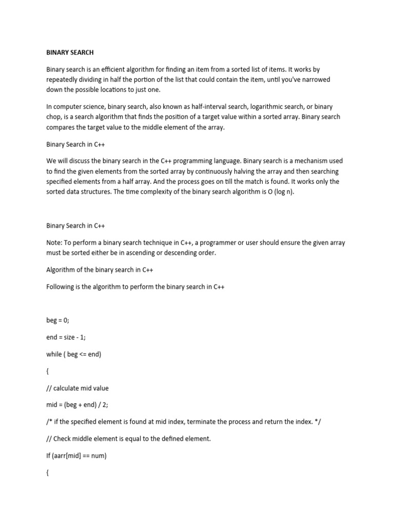 Binary Search I Wps Office Pdf Computer Programming Algorithms And Data Structures