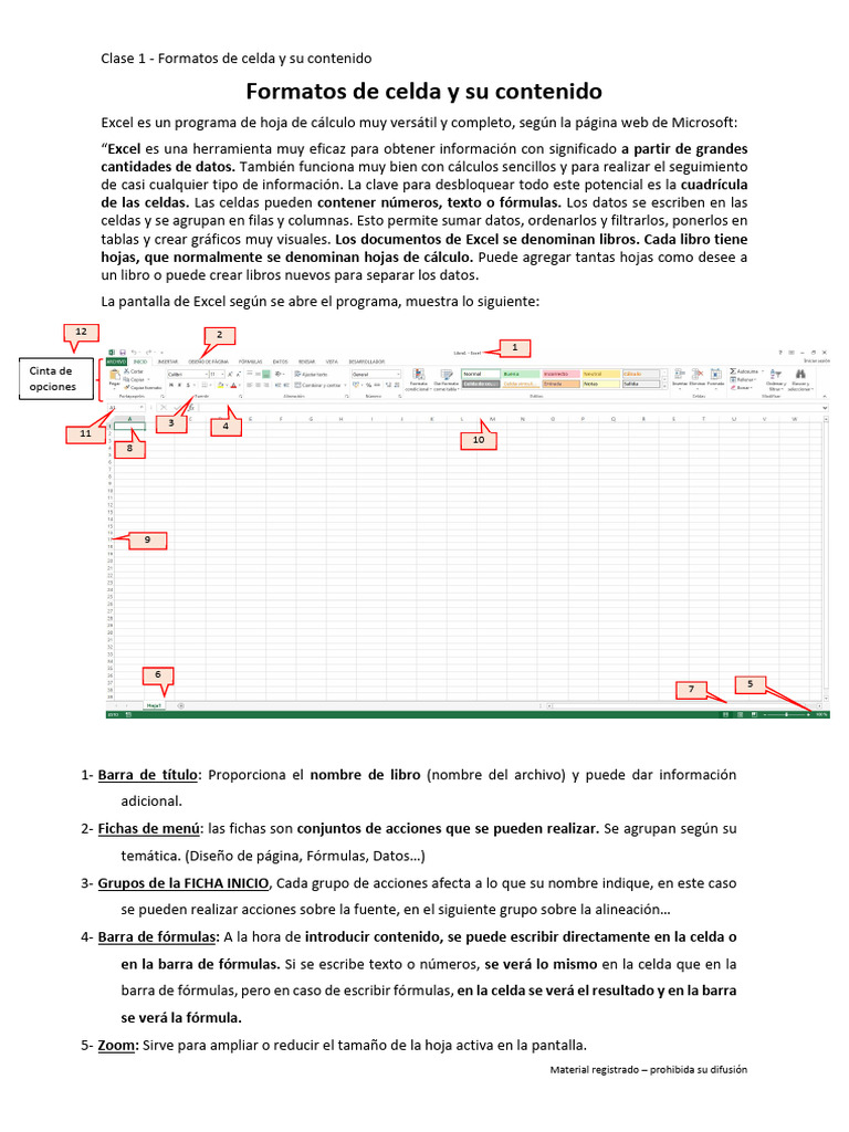 Clase 1 - Espacio de Trabajo y Formato de Celdas | PDF | Microsoft Excel | Hoja de cálculo