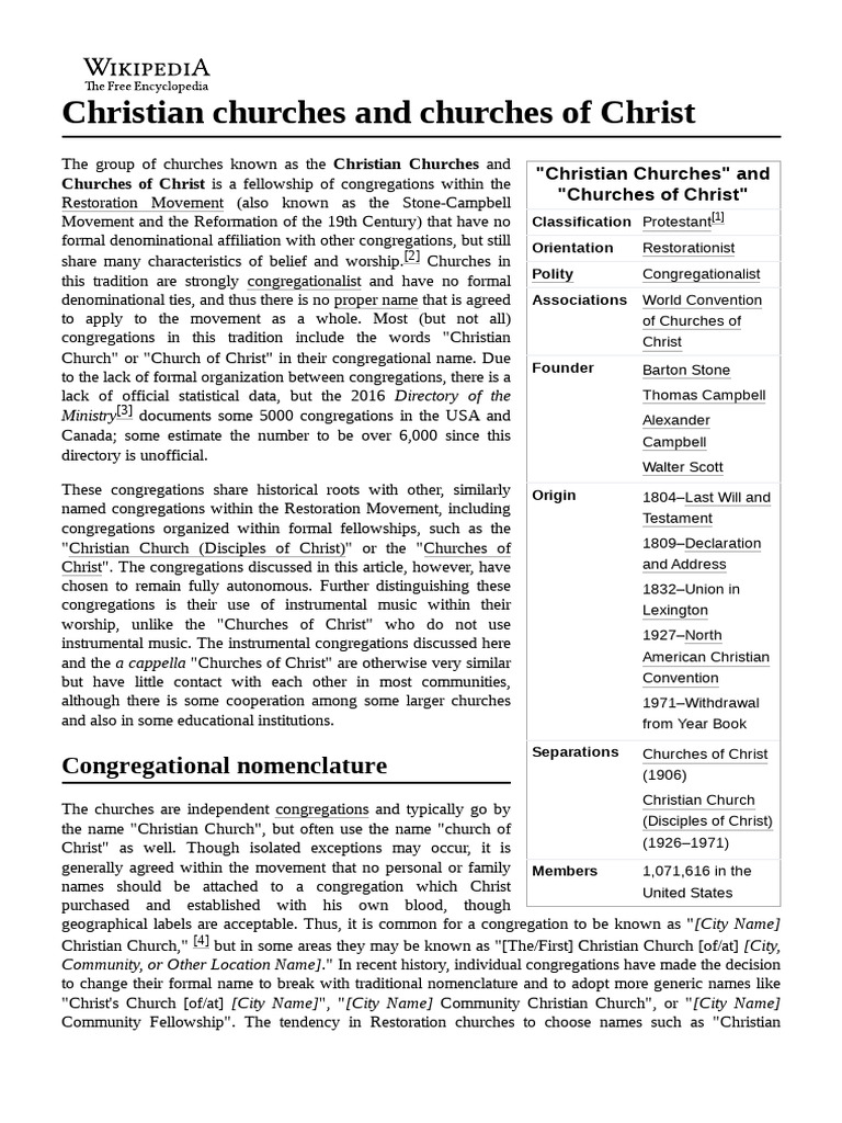 Independent Christian Churches Overview | PDF | Christian Denomination ...