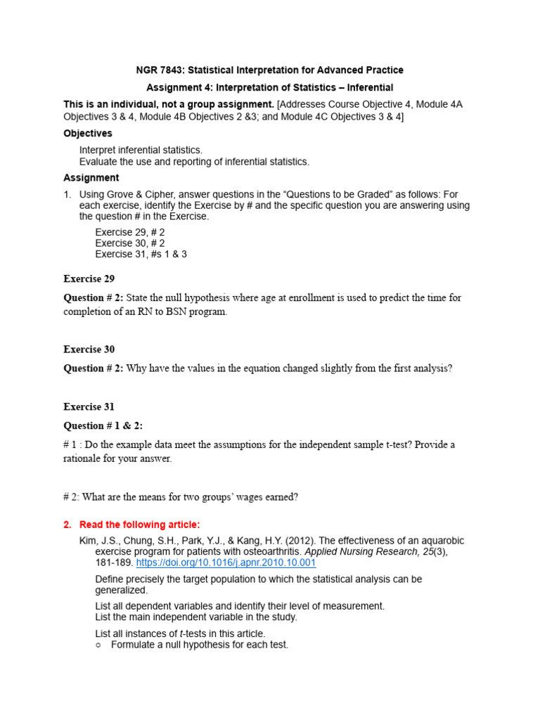 Assignment 4 - Interpretation of Statistics - Inferential-2-1-1 | PDF ...