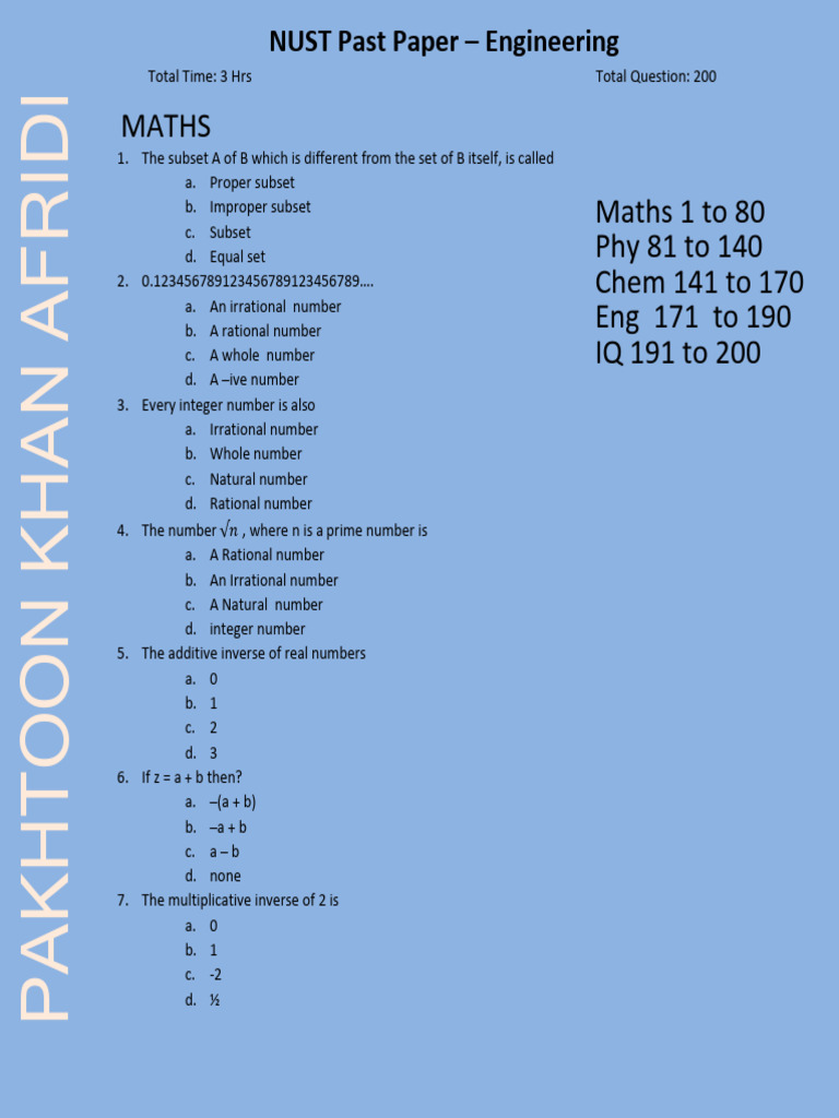 NUST Engineering | PDF | Integer | Numbers