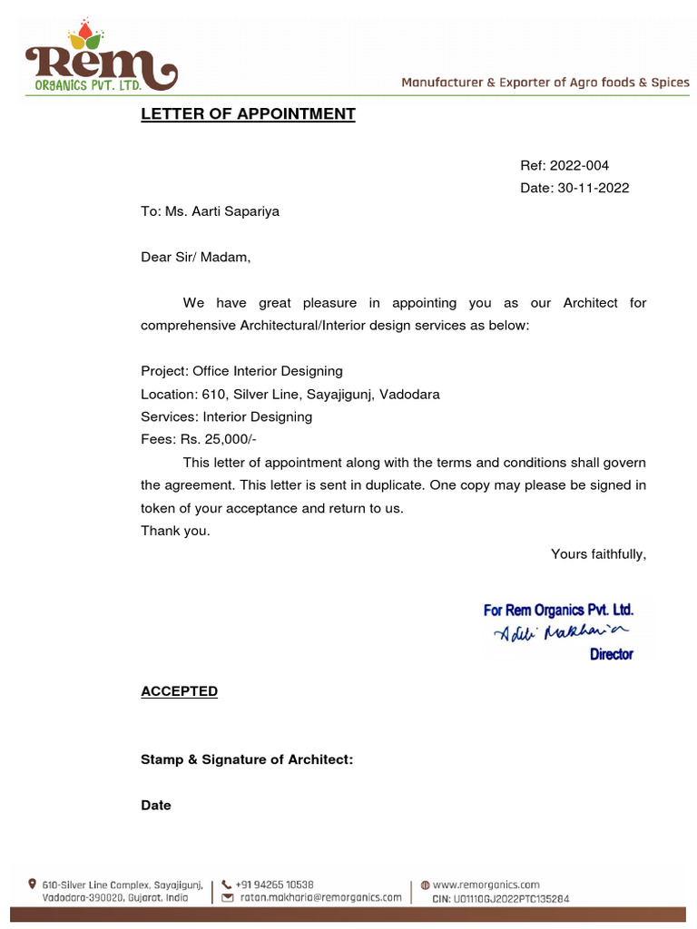 Letter of Appointment (30112022) | PDF