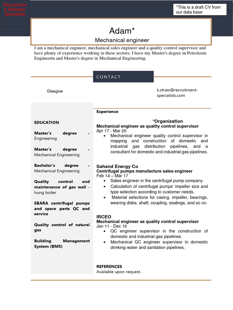 ADAM - Mechanical Engineer | PDF | Pump | Physical Sciences