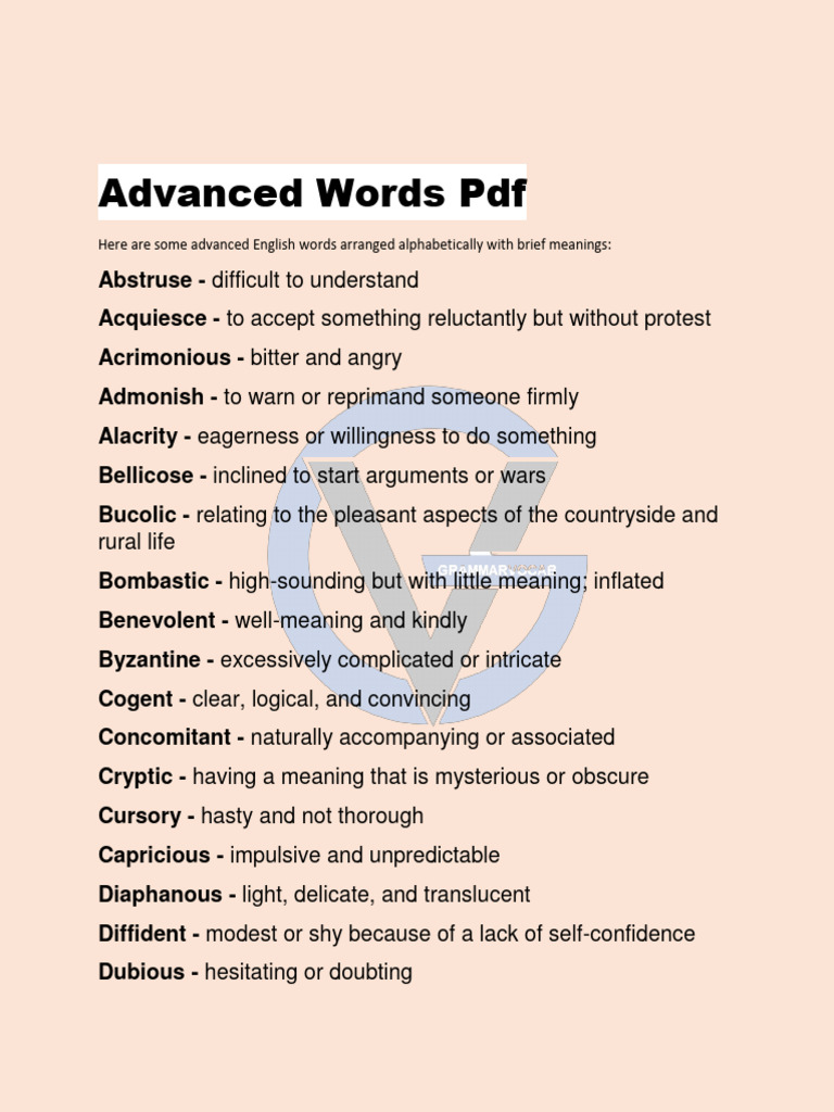 Advanced Words PDF | PDF | Psychology