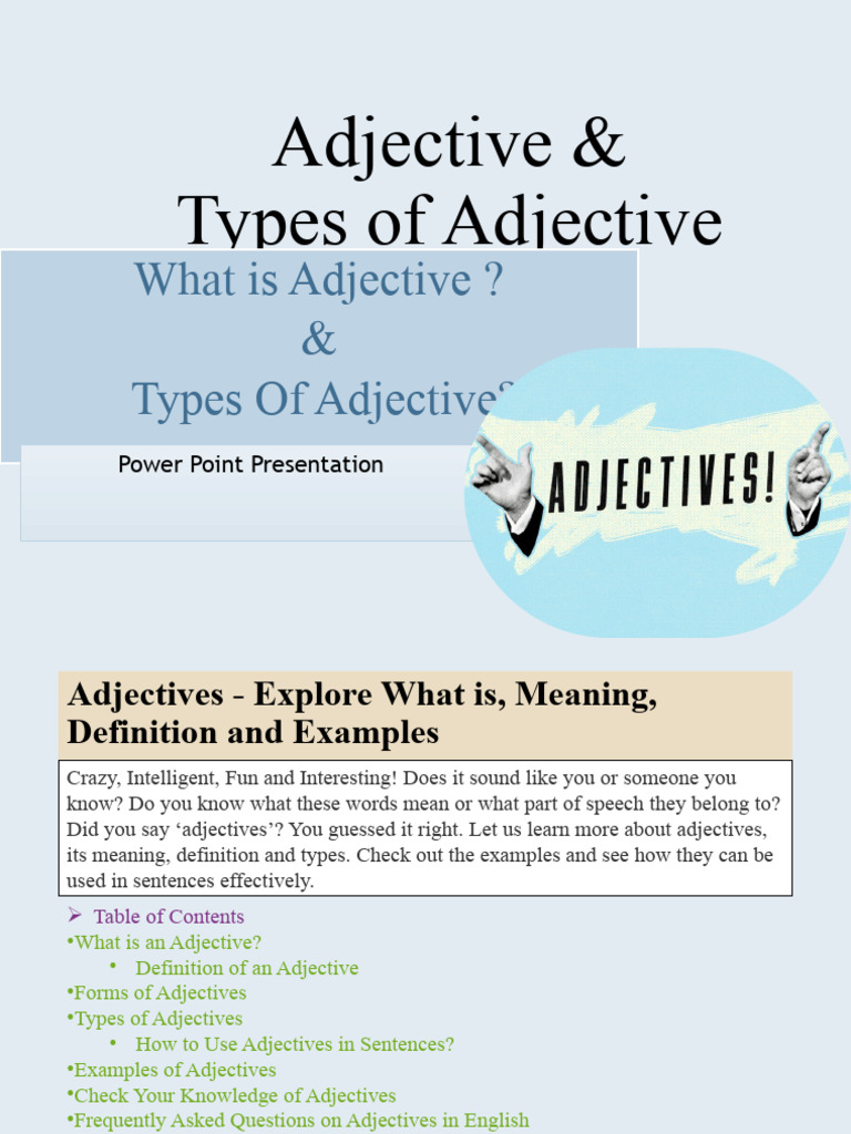 Understanding Adjectives and Their Types | PDF | Adjective | Noun