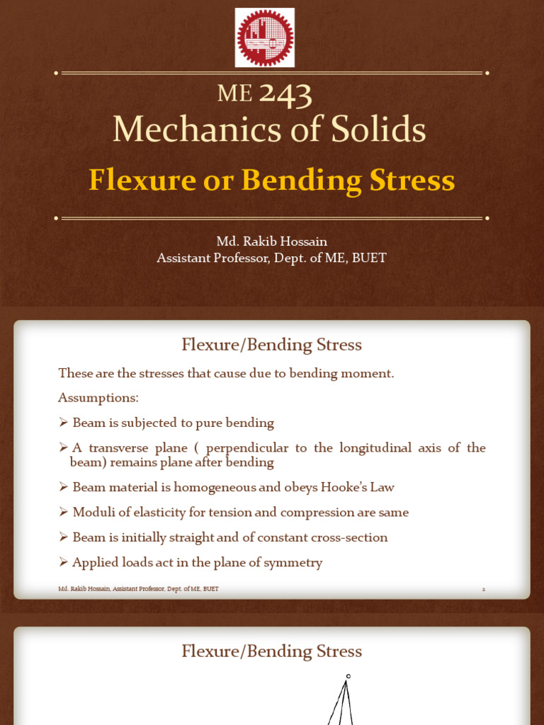 Lecture 10 - ME 243 - Flexure or Bending Stress | PDF | Bending | Beam (Structure)