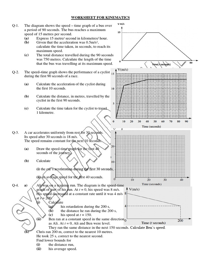 34 Kinematics Worksheet | PDF | Speed | Temporal Rates