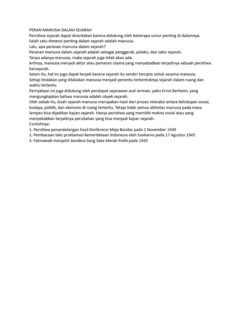 Peran Manusia Dalam Sejarah | PDF | Sejarah
