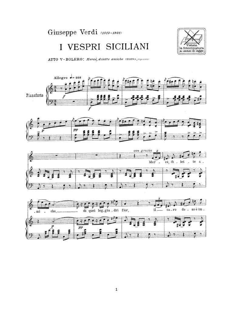 Verdi Mercè Dilette Amiche | PDF
