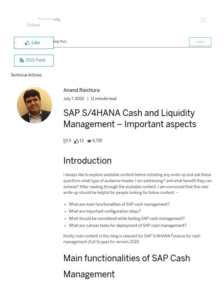 SAP S/4HANA Cash Management Insights | PDF | Cash | Banks