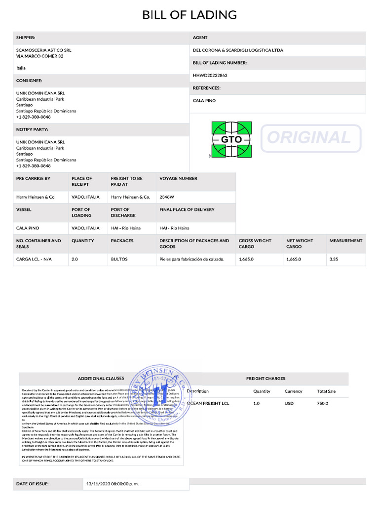 HBL Unik HHWD20232863 | PDF