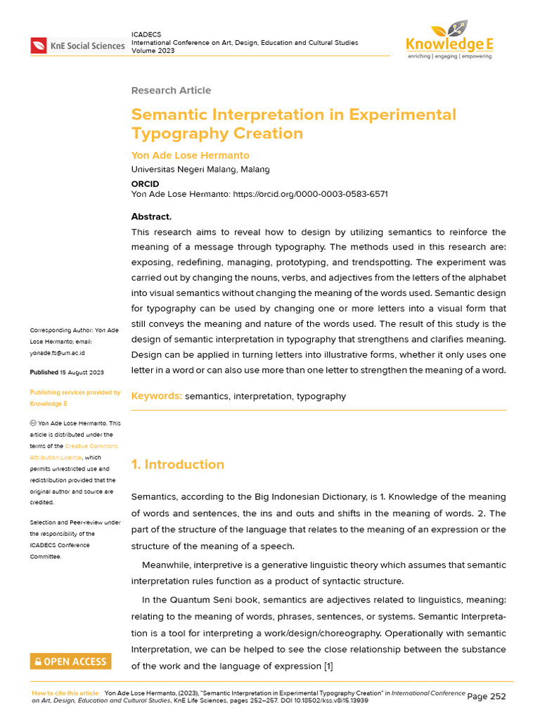 Semantic Interpretation in Experimental Typography | PDF | Typography | Word