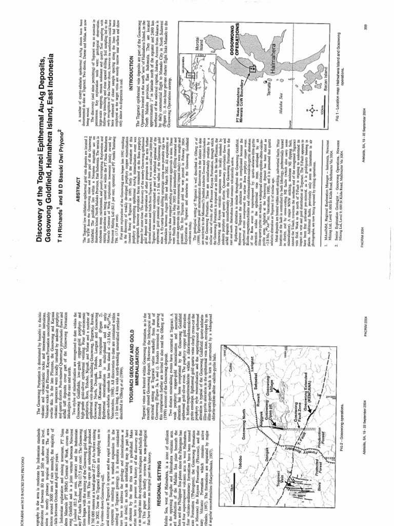Discovery of The Toguraci Epithermal Au-Ag Deposits, Gosowong Goldfield ...