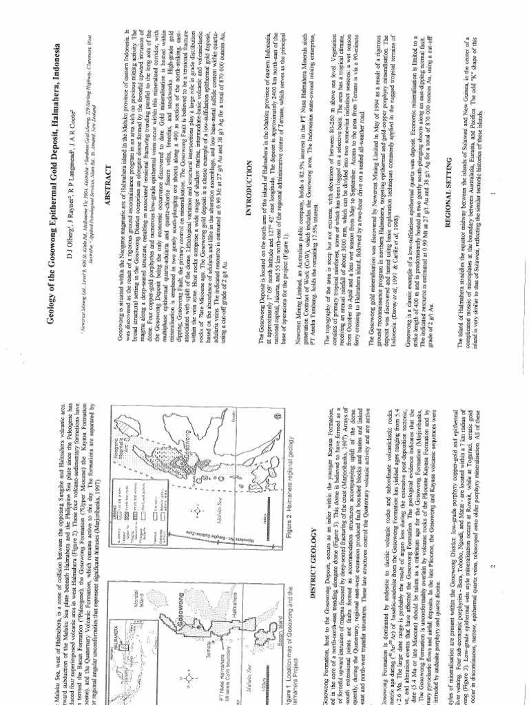 Geology of The Gosowong Epithermal Gold Deposit, Halmahera, Eastern ...