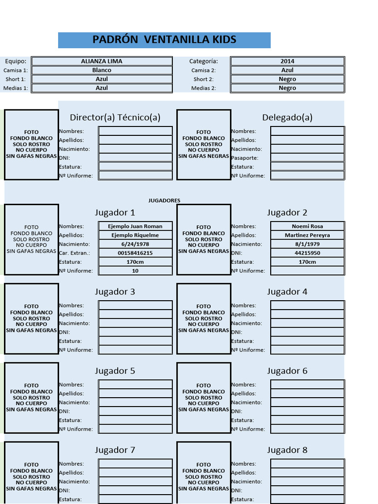 Padron Jugadores Ventanilla Kids | PDF | Control de acceso a la computadora | Centroamérica