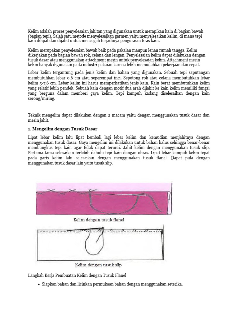 Teknik dan Pengertian Kelim Jahit | PDF