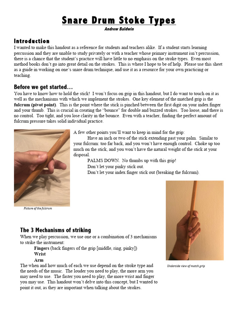 2018 Snare Drum Stroke Types | PDF | Musical Instruments