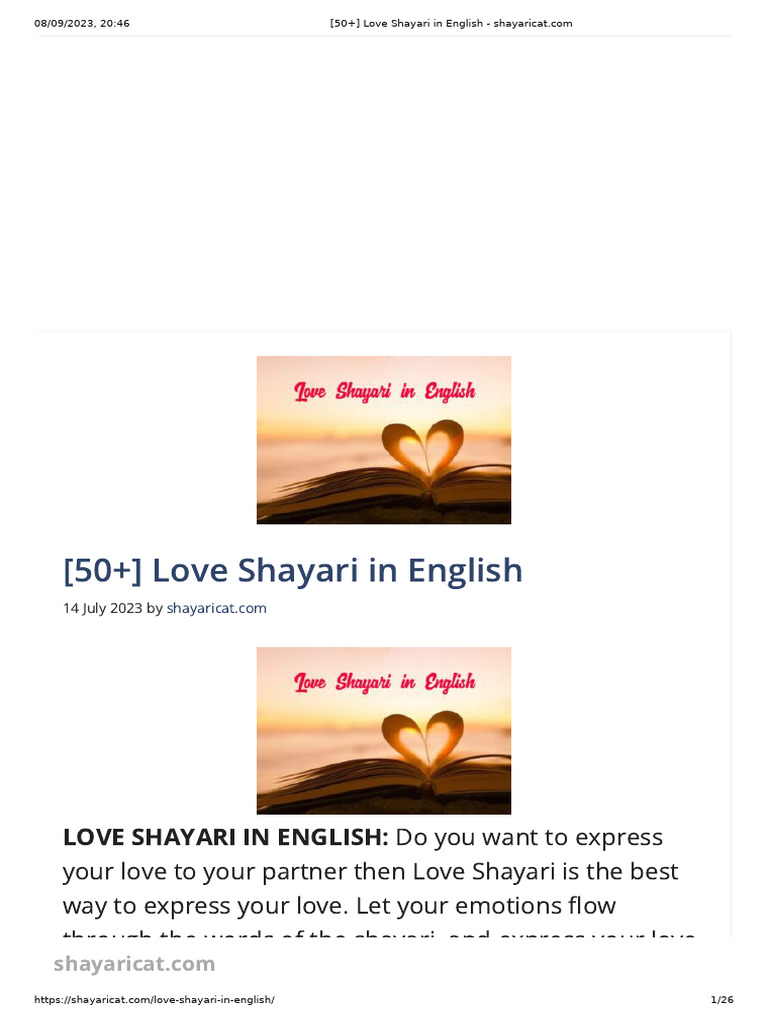 Love Shayari Collection in English | PDF
