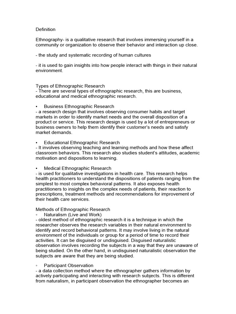 Ethnography | PDF | Ethnography | Behavior