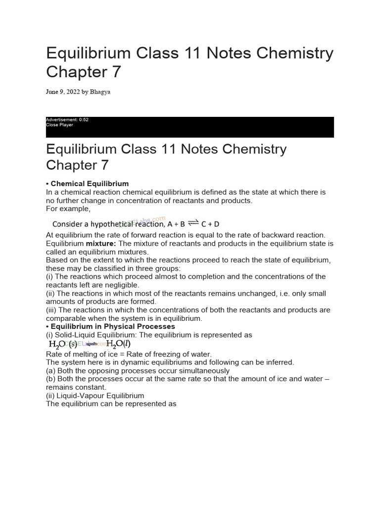 Equilibrium Notes | PDF | Chemical Equilibrium | Acid