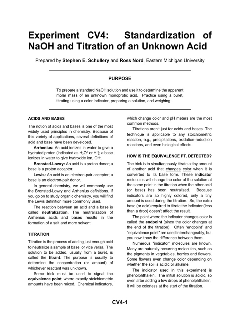 Cv4-Standardization and Titration | PDF | Titration | Chemistry