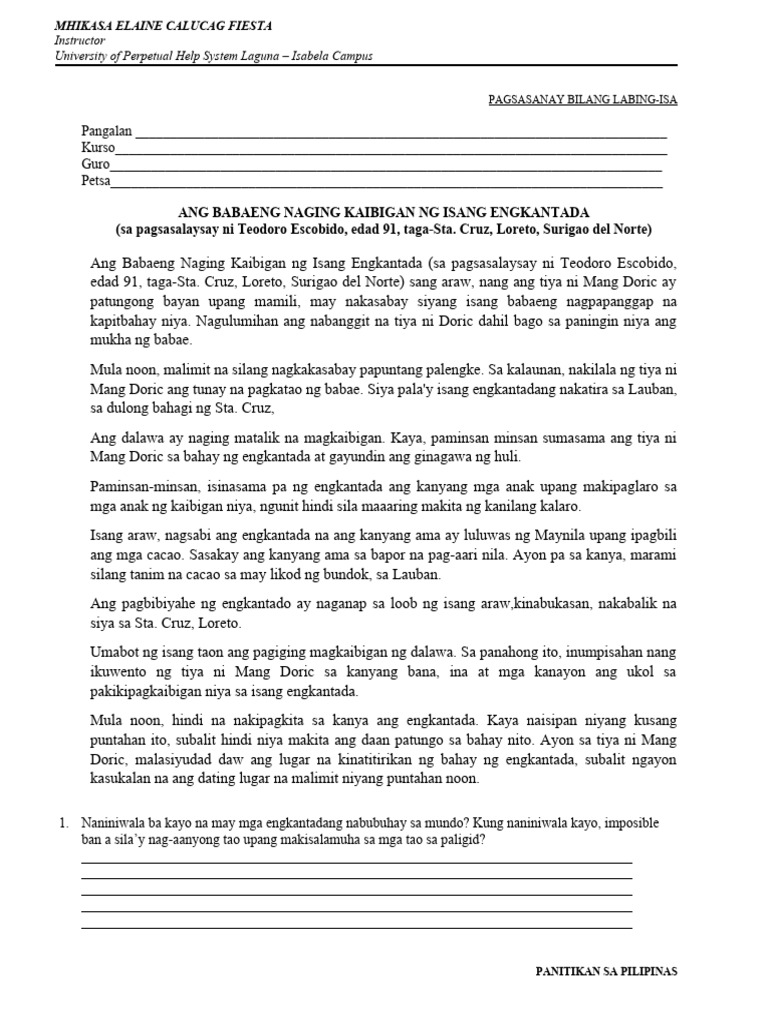 Pagsasanay Bilang 12 Xiii | PDF