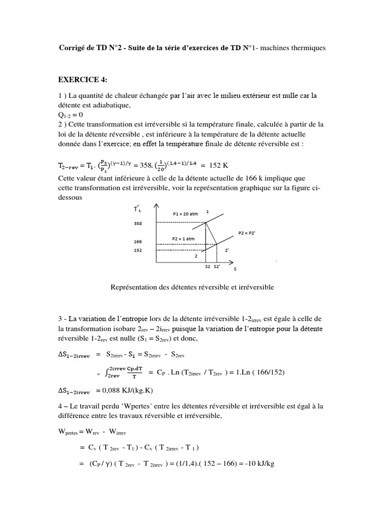 Solution TD 2-1 | PDF | Entropie | Ingénierie mécanique
