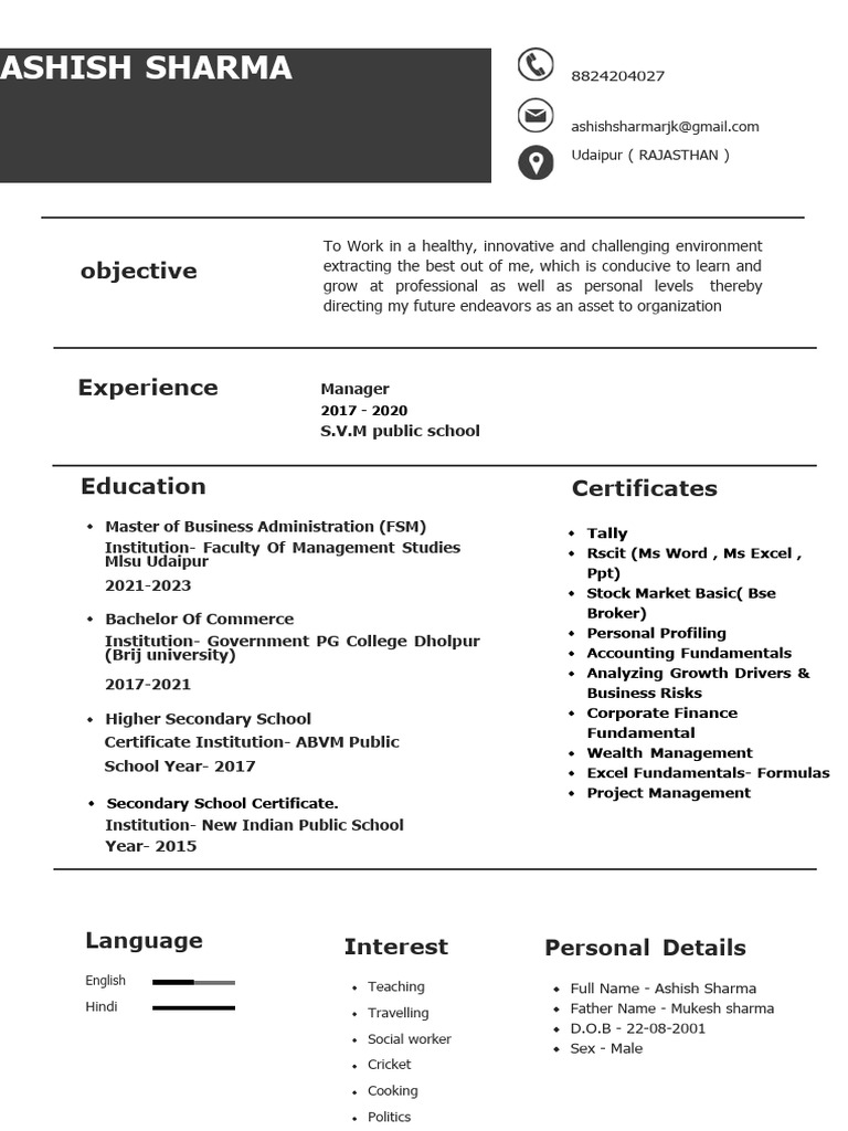 Ashu CV | Download Free PDF | Economies | Business
